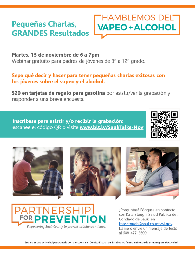 Let's Talk Vapes & Alcohol: Small Talks, Big Results - Sauk County